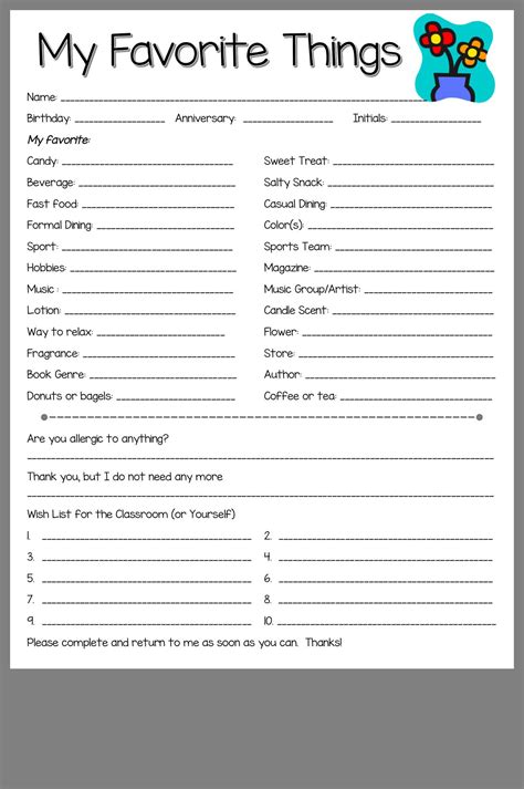 Favorite List Template Printable Multiplication Tables