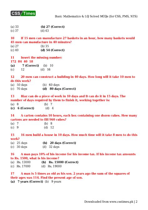 SOLUTION Basic Mathematics I Q Solved Mcqs For Fpsc Ppsc Css Pms Nts Studypool
