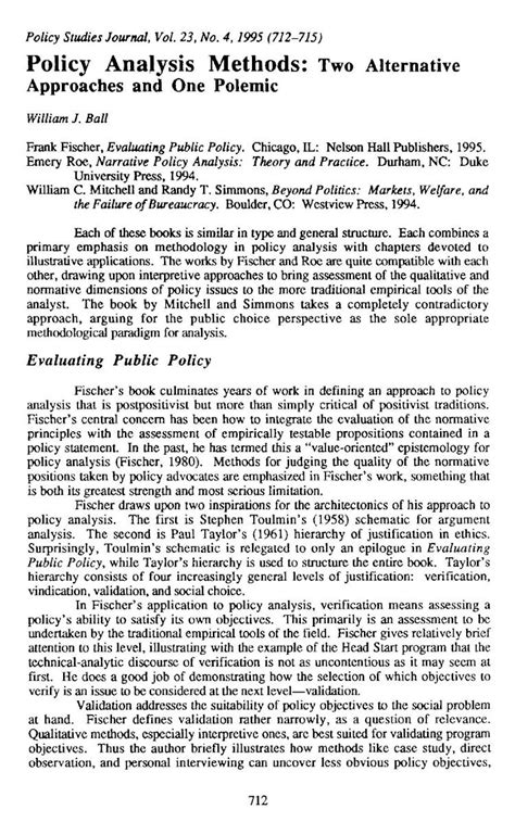 Pdf Policy Analysis Methods Two Alternative Approaches And One