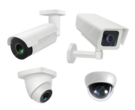 보안 카메라 현실적인 Cctv 가정용 무선 전자 검사 카메라 괜찮은 벡터 삽화 비디오 Cctv 카메라 모니터링하는 전자