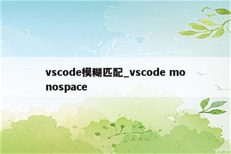 Vscode模糊匹配vscode Monospace 陕西卓智工作室