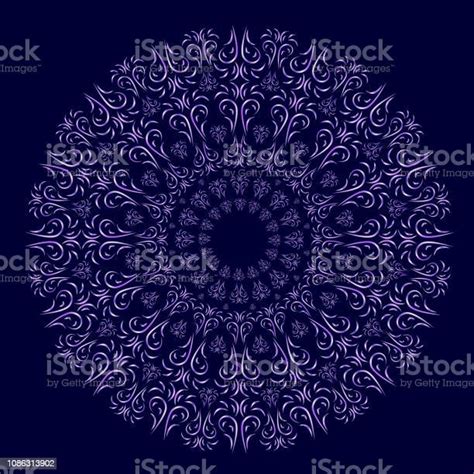 동양 꽃 장식 디자인에 대 한 진한 파란색 배경에 만다라 벡터 일러스트입니다 0명에 대한 스톡 벡터 아트 및 기타 이미지 0명 검은색 골동품 Istock