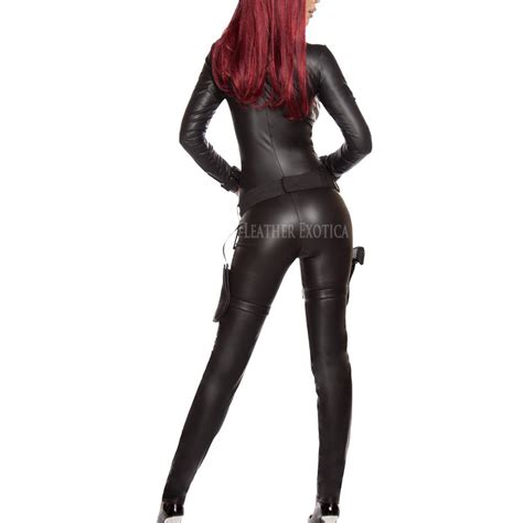 Alluring Assassin Style Leather Catsuit For Women