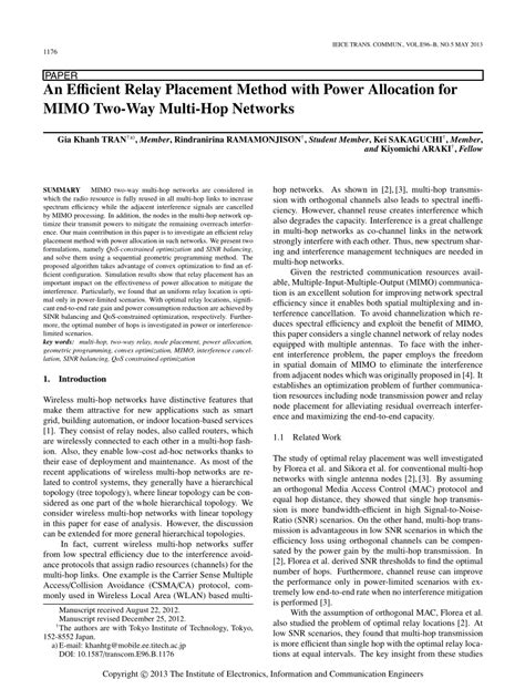 Pdf An Efficient Relay Placement Method With Power Allocation For