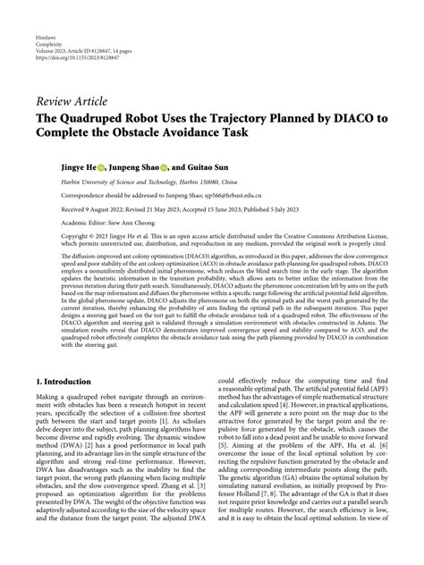 pdf the quadruped robot uses the trajectory planned by diaco to