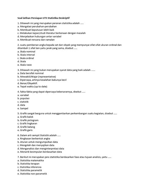 Soal Latihan Uts Statistika Deskriptif Pdf
