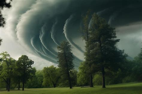 Premium Photo Tornado Forming Behind A Line Of Trees