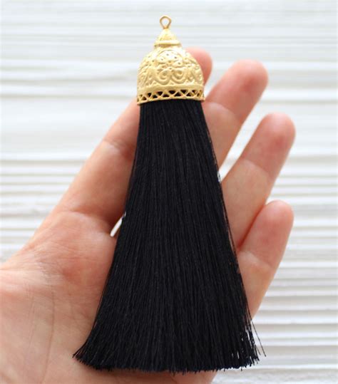 Extra Large Dark Navy Silk Tassel With Rustic Gold Tassel Cap Etsy