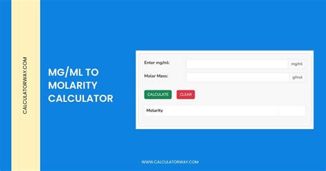 Mg Ml To Molarity Calculator Calculatorway
