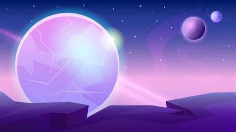 Paisagem fantástica de um planeta alienígena paisagem espacial de um
