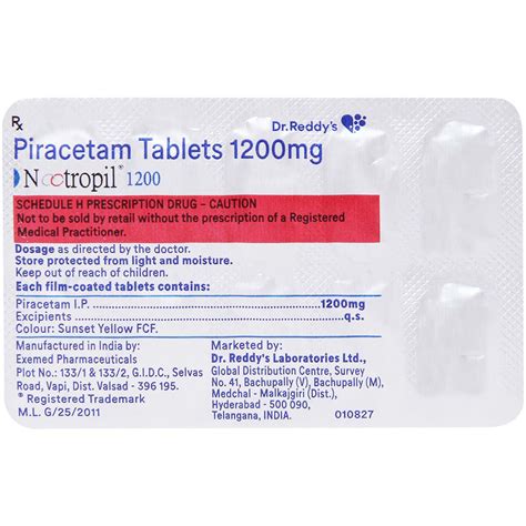 Nootropil 1200 Tablet Uses Side Effects Price Apollo Pharmacy