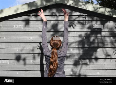Teenage Girl Practises Volleyball Shots Ball Out Of Shot After