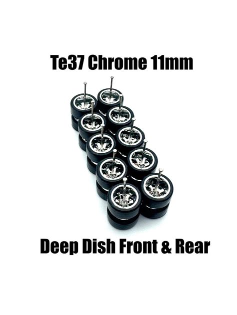 Te37 Chrome Full Deep Dish 5 Pack Set 11 Mm 1 64 Scale W Rubber