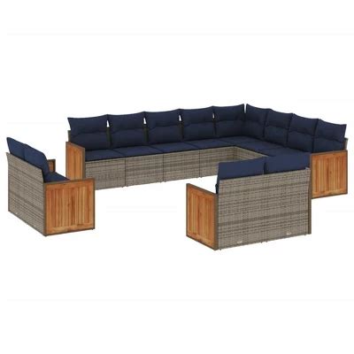 Vidaxl 12 Piece Garden Sofa Set With Cushions Grey Poly Rattan Target
