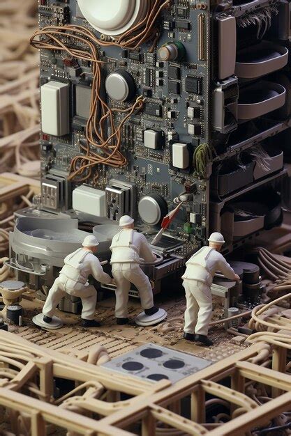 Premium Ai Image A Miniture Futuristic Computer Being Repaired By