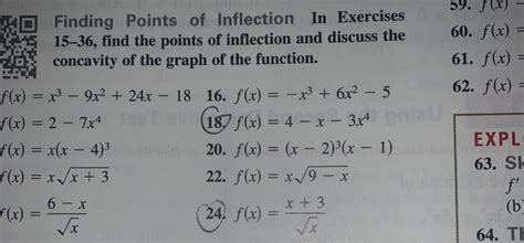 solved finding points of inflection in exercises 15 36 find