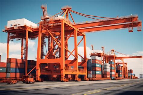 Premium Photo A Shipping Container Terminal With Automated Cranes