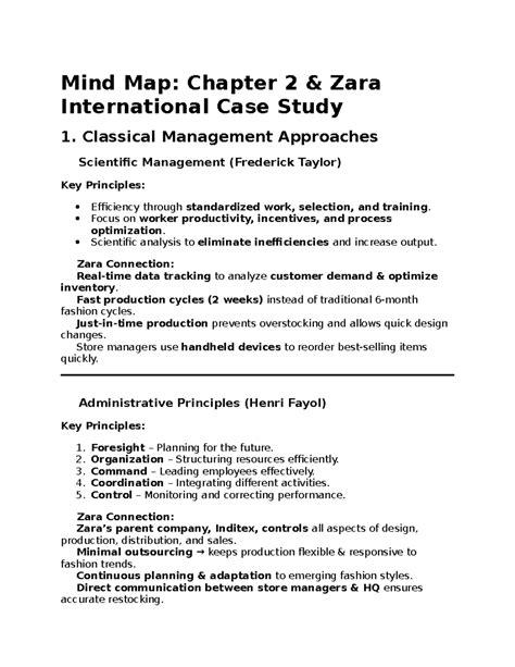 Mind Map Mind Map Mind Map Chapter 2 And Zara International Case