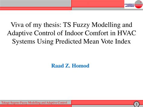 Pdf Viva Of My Thesis Ts Fuzzy Modelling And Adaptive Control Of Indoor Comfort In Hvac
