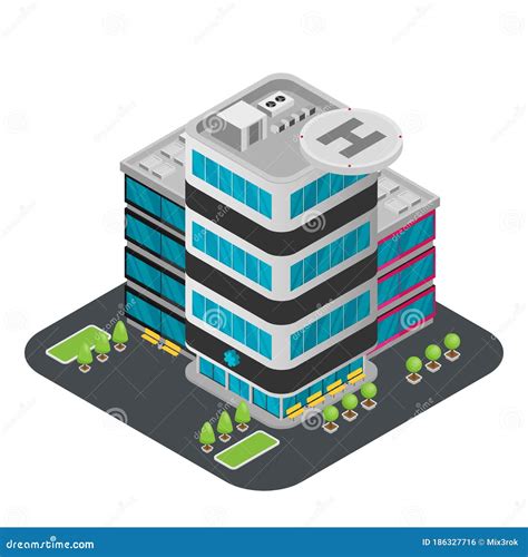 Vector Isometric Hospital Building Icon Stock Vector Illustration Of