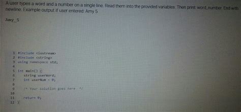Solved A User Types A Word And A Number On A Single Line Chegg Com