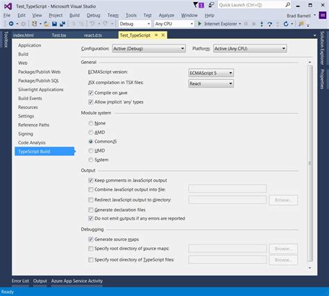 Reactjs Hello World In Visual Studio 2015 Tsx File Reactjs And