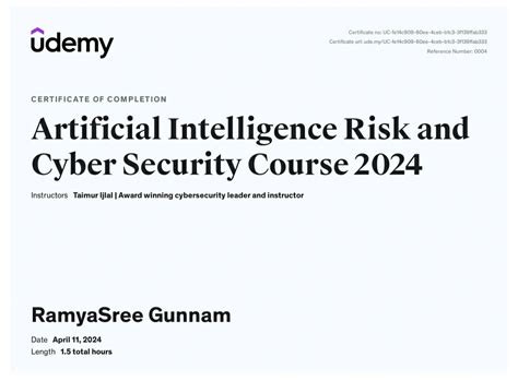 gunnam ramyasree on linkedin ai risk and cyber security course 2024