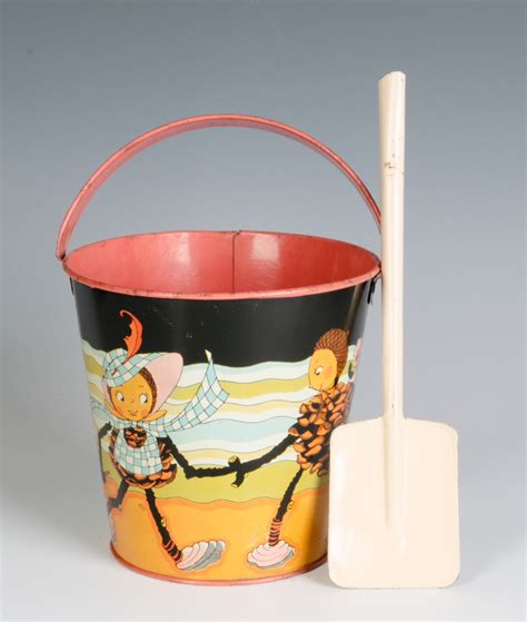 5634 A Fantasy Figures Sand Pail Signed Fern Bisel Peat