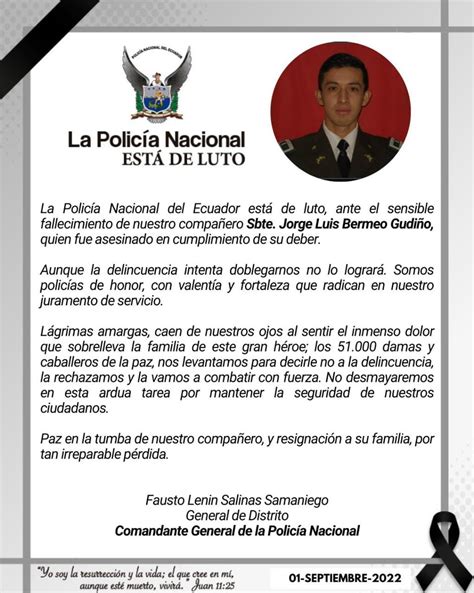 Policía Ecuador on Twitter CONDOLENCIAS Expresamos nuestra nota de