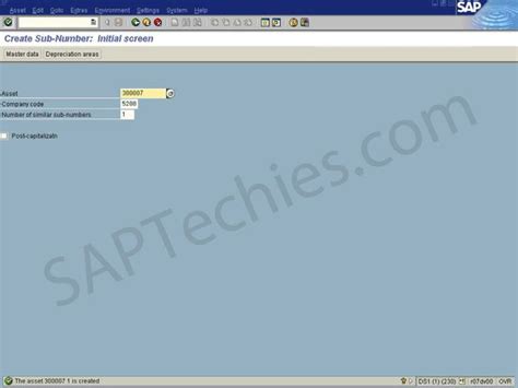 As11 Create Asset Sub Number