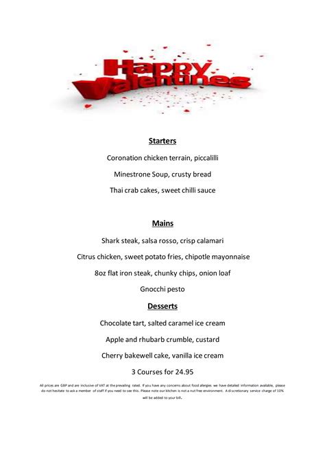 Valentines Menu 2016 Pdf
