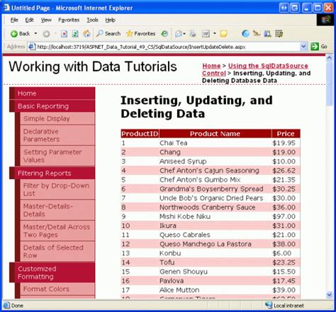 Inserting Updating And Deleting Data With The Sqldatasource C Microsoft Learn