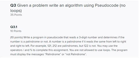 Solved Q3 Given A Problem Write An Algorithm Using