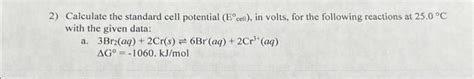 Solved Calculate The Standard Cell Potential Eºcell In