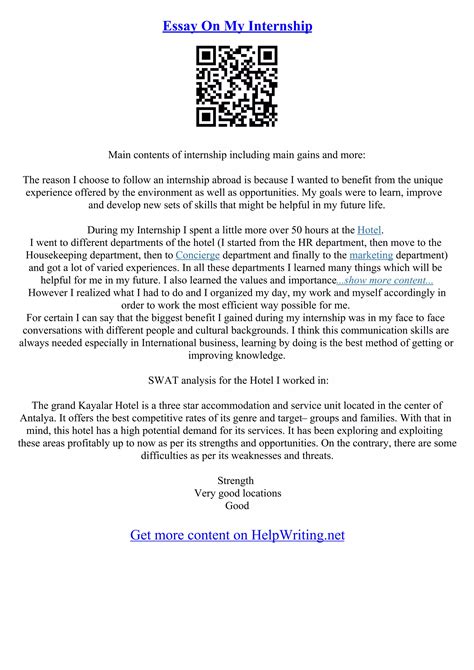 Essay For Internship Pdf