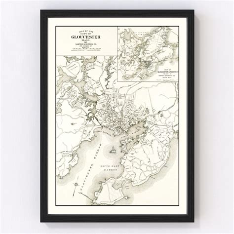 Vintage Map Of Gloucester Massachusetts 1919 By Teds Vintage Art
