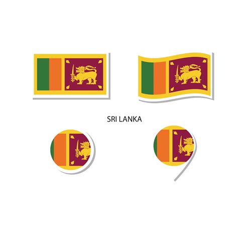 Sri Lanka Flag Logo Icon Set Rectangle Flat Icons Circular Shape Marker With Flags 10368556