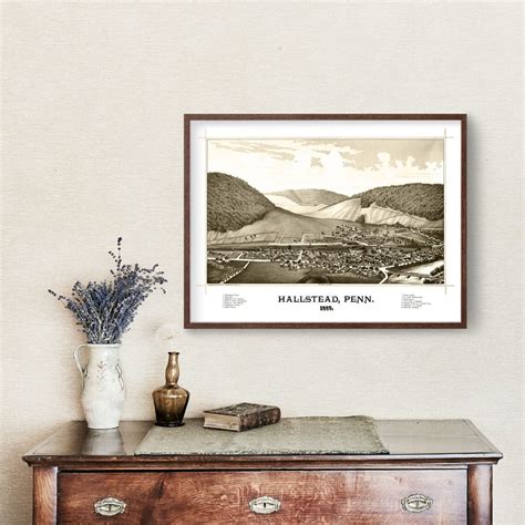 Hallstead Map 1887 Old Map Of Hallstead Pennsylvania Art Etsy
