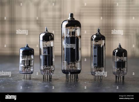 Old Diode Lamps Of Different Sizes On A Table Close Up Several