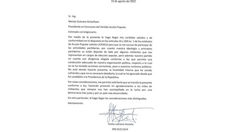 Yonhy Lescano Dejó Acción Popular “he Pedido Licencia Porque Los