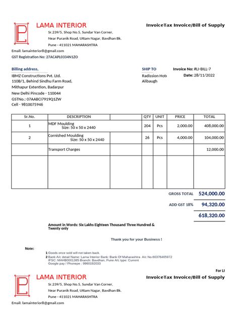 Invoice Formate Pdf