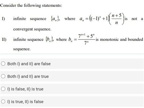 Solved Consider The Following Statements N I Infinite Chegg