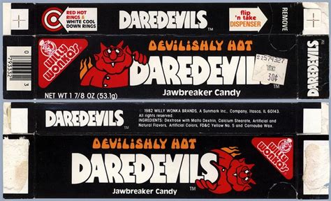 Sunmark Willy Wonkas Daredevils Hot Jawbreaker Candy Box 1982