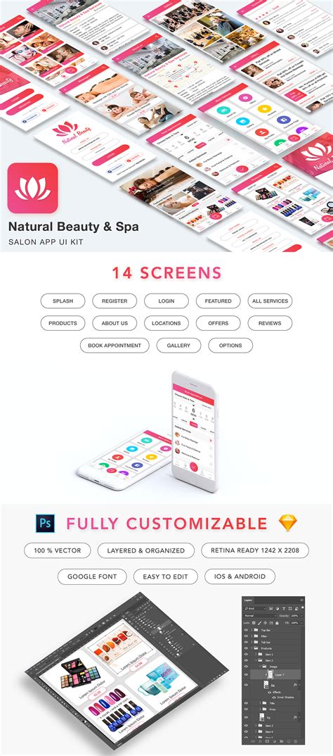 Natural Beauty And Spa Salon App Ui Kit On Behance