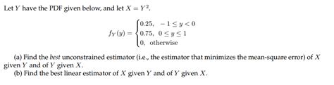 Let Y Have The PDF Given Below And Let X Y 0 25 Chegg Com