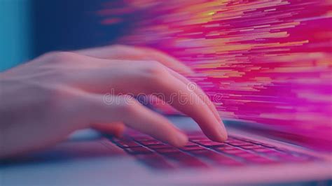 A Person Typing On A Laptop Keyboard With Their Hands Ai Stock Image Image Of Adult