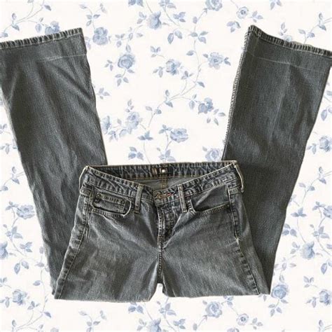 Low Rise Flare Bootcut Denim Jeans In A Faded Black Depop