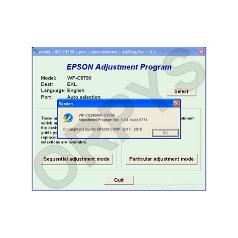 Epson WF C5290 WF C5790 Adjustment Program ORPYS