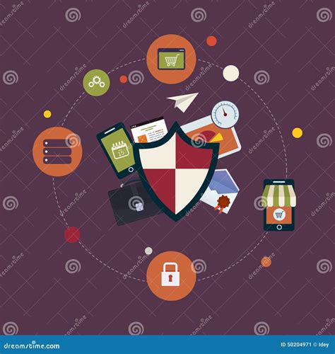 Social Network Security And Data Protection Stock Vector Illustration Of Airplane Modern