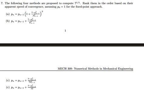 SOLVED The Following Four Methods Are Proposed To Compute Rank Them In The Order Based On